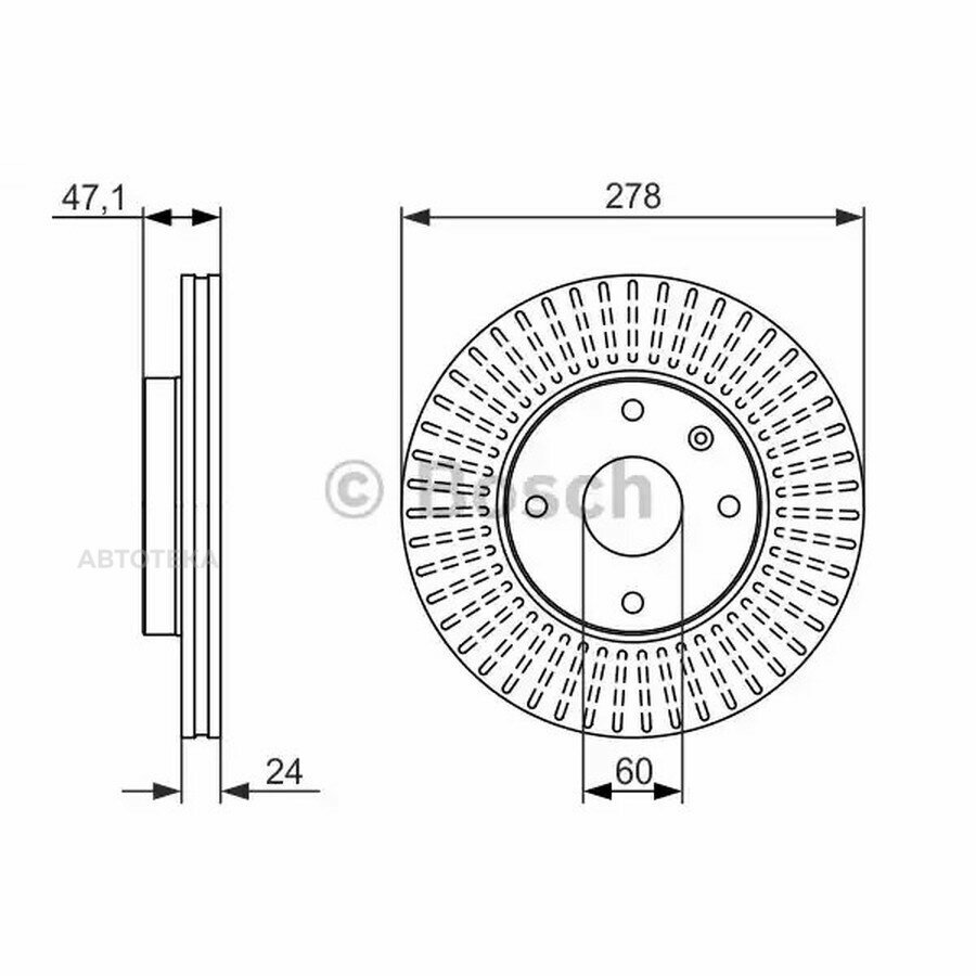 Тормозной диск передний (цена за 1 шт.) BOSCH 0986479649