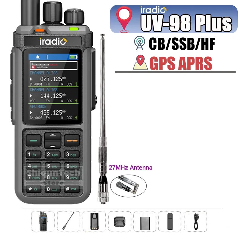 Iradio UV-98 PLUS GPS рация APRS Air Band 10W кросс-бендовый репеатер LSB CW CB SW MW LW SSB HF многополосная 1024CH амационная рация