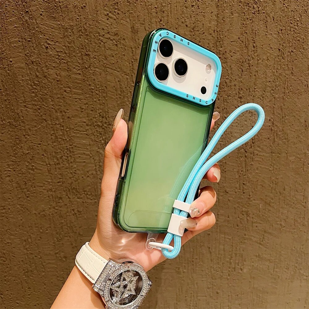Чехол с ремешком на запястье контрастного цвета для iPhone 17 Air 16 15 14 13 12 Айфон 15 Плюс, QL