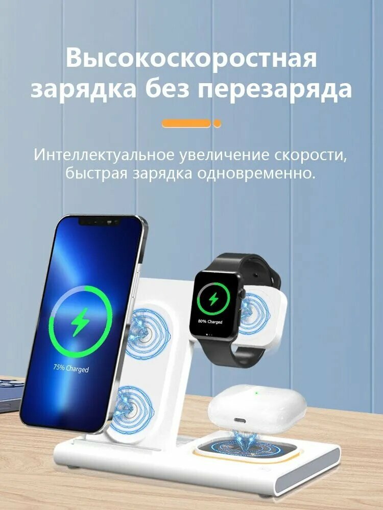 Беспроводная зарядка 3 в 1 с быстрой зарядкой, станция для iPhone, Apple Watch и AirPods, мощное зарядное устройство MagSafe