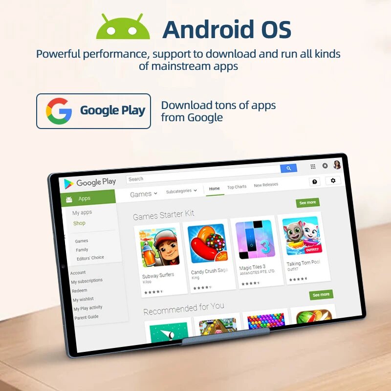 Новый портативный сенсорный планшет Android 15 диагональю 21,5 дюйма, 4G+64G, встроенная батарея 4200 мАч, с поворотным подставкой и сумкой для ношения