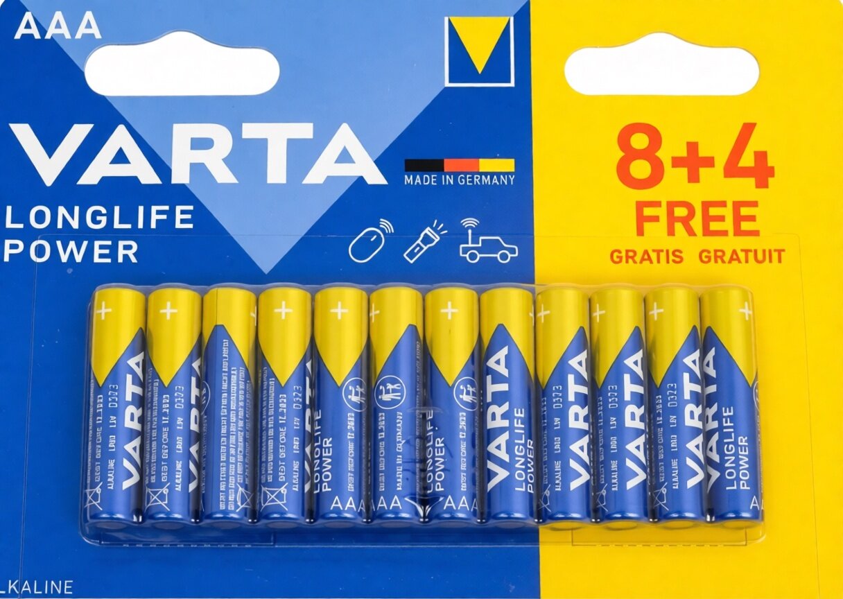 Батарейка VARTA AAA Longlife Power (LR03), 288 шт. (24 блистера по 12 шт.), оптовая упаковка