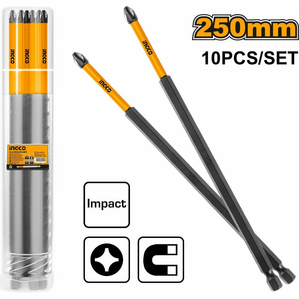 Набор ударных бит INGCO PH2 10 шт SDBIM11PH2103 — фото 1
