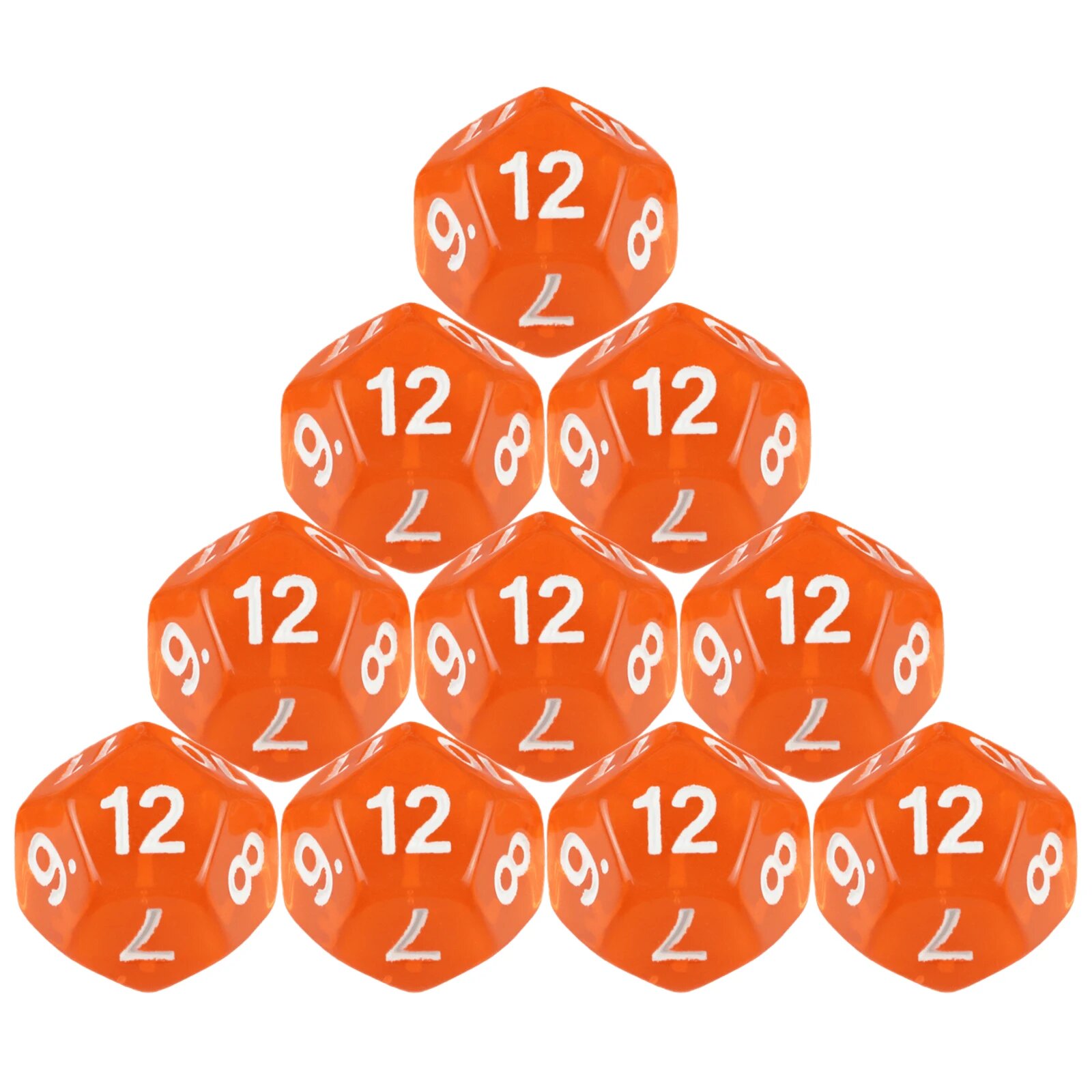 Прозрачные многогранные кубики D12, набор из 10 штук Orange