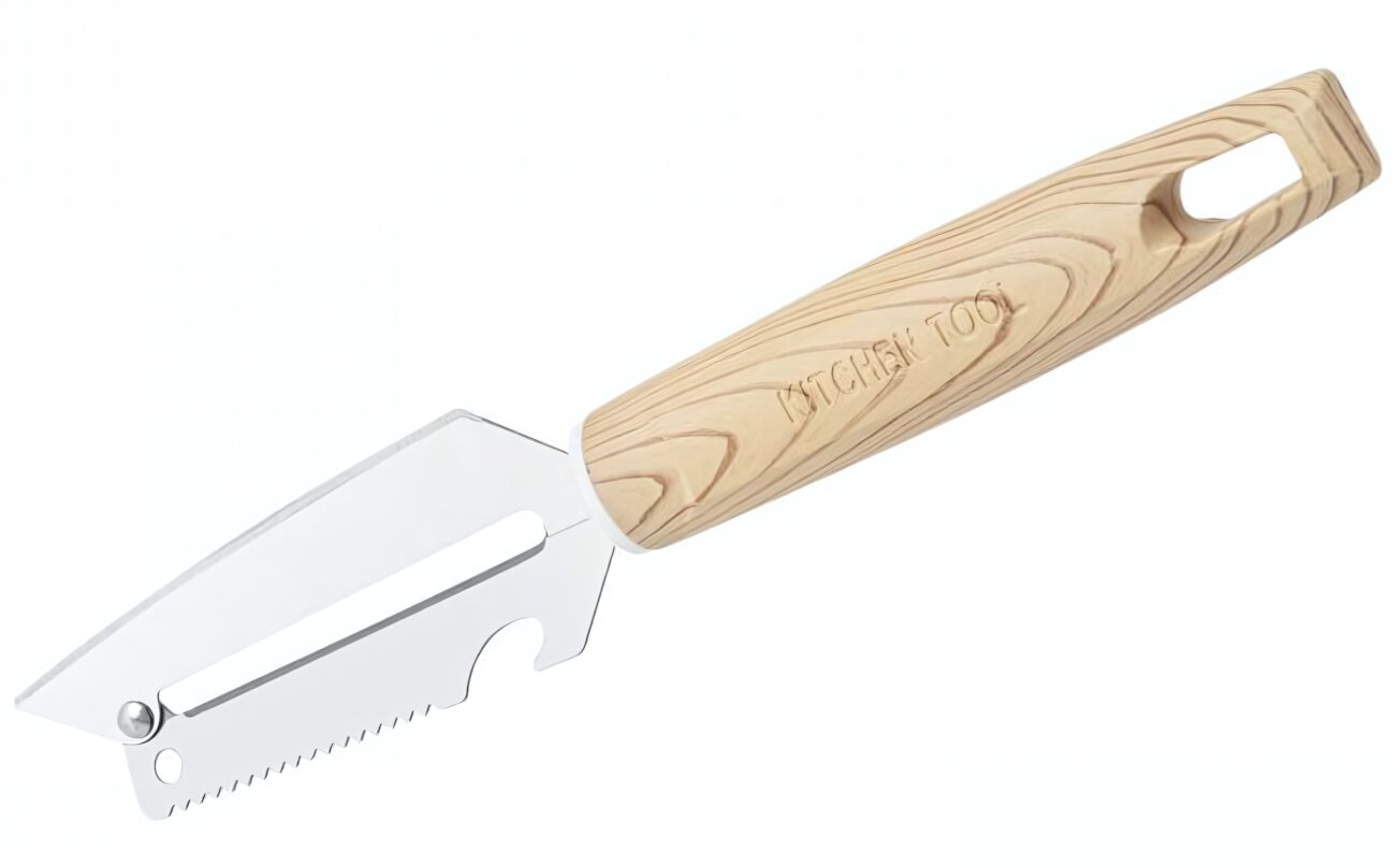 Шинковка для капусты ручная "KITCHEN TOOL", нержавеющая сталь, деревянная ручка, для быстрой нарезки
