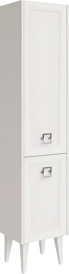 Шкаф-пенал для ванной ASB-Woodline Риола 40 напольный, 40 см, белый, матовый, с дверками, из МДФ, фурнитура хром, в стиле ретро