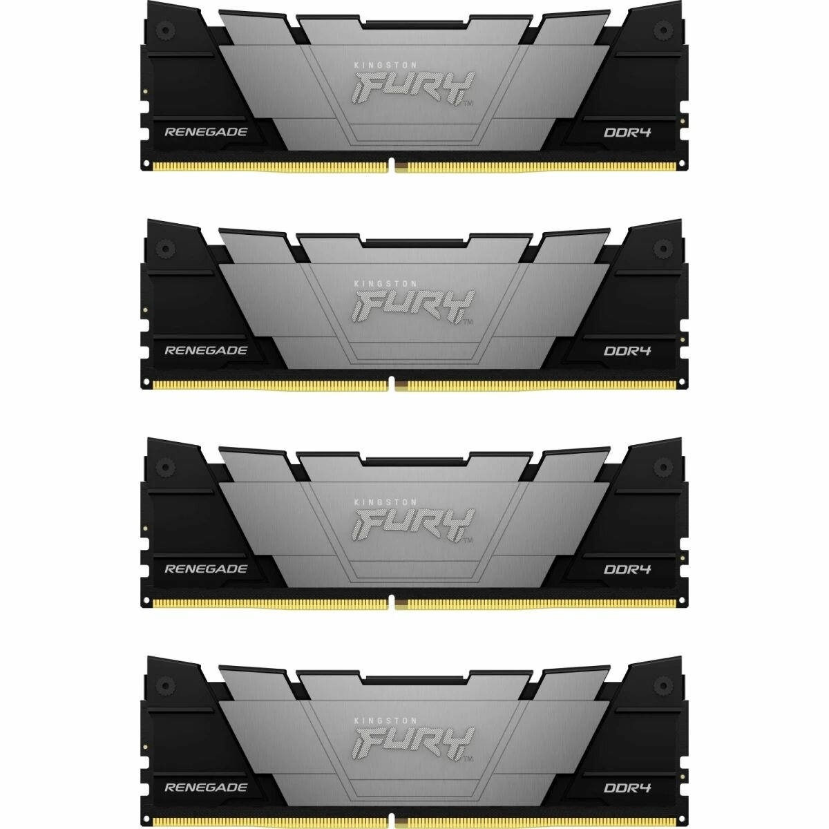 Оперативная память Kingston Fury Renegade, DDR4, 32Gb (4x8GB), 3200MHz, CL16, DIMM, с радиатором, черный