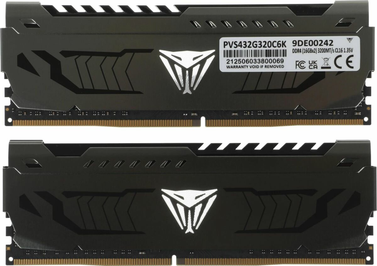 Оперативная память PATRIOT DIMM DDR4-3200 32GB (16GBx2) (PVSR432G320C6K) черный