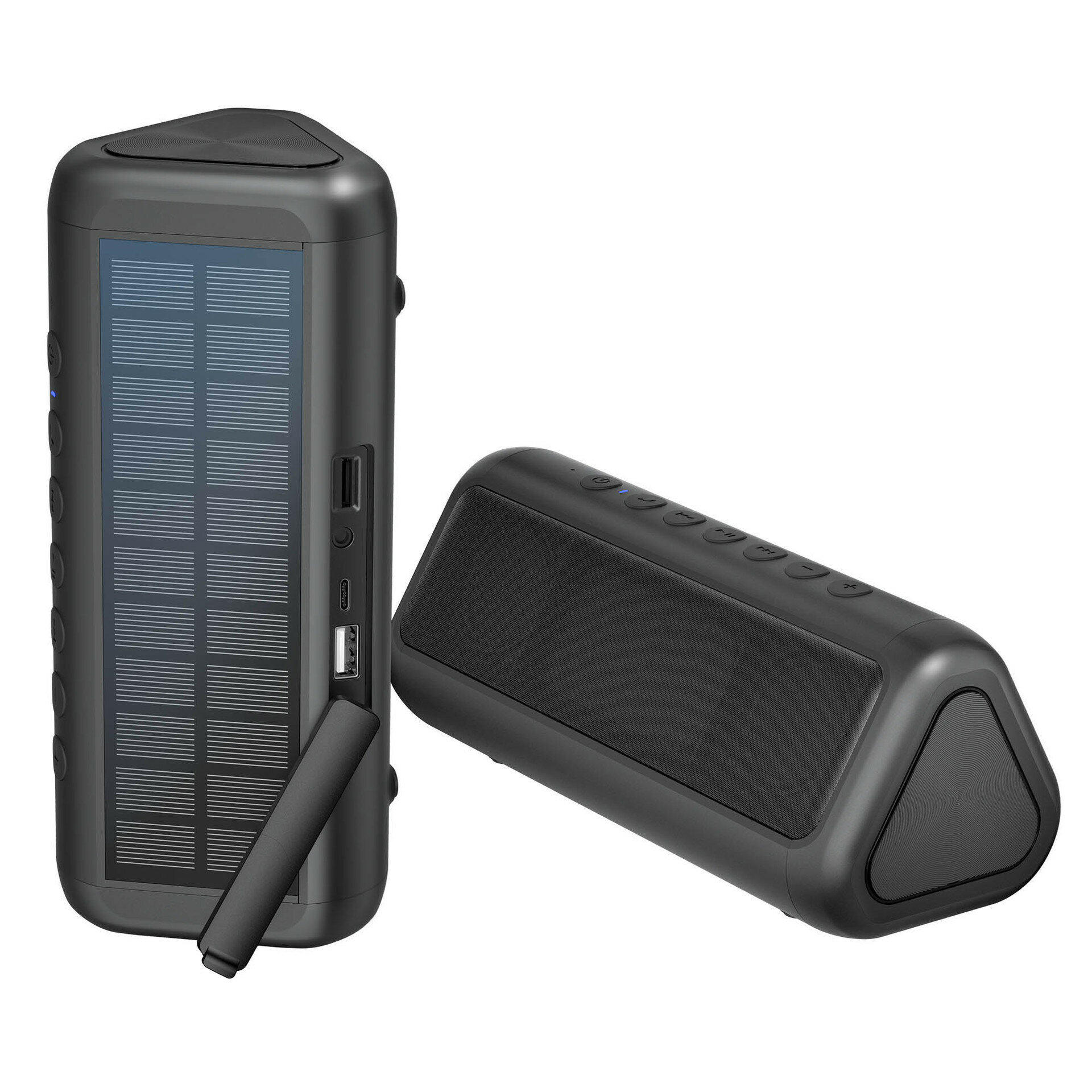 Портативный солнечный Bluetooth-динамик с встроенным аккумулятором, беспроводной аудиоустройство для походов, черный