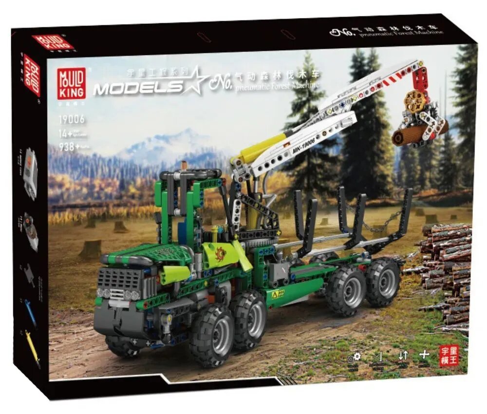 Конструктор MOULD KING 19006 Пневматическая лесная машина 938 деталей Развивающий конструктор для мальчиков 6+