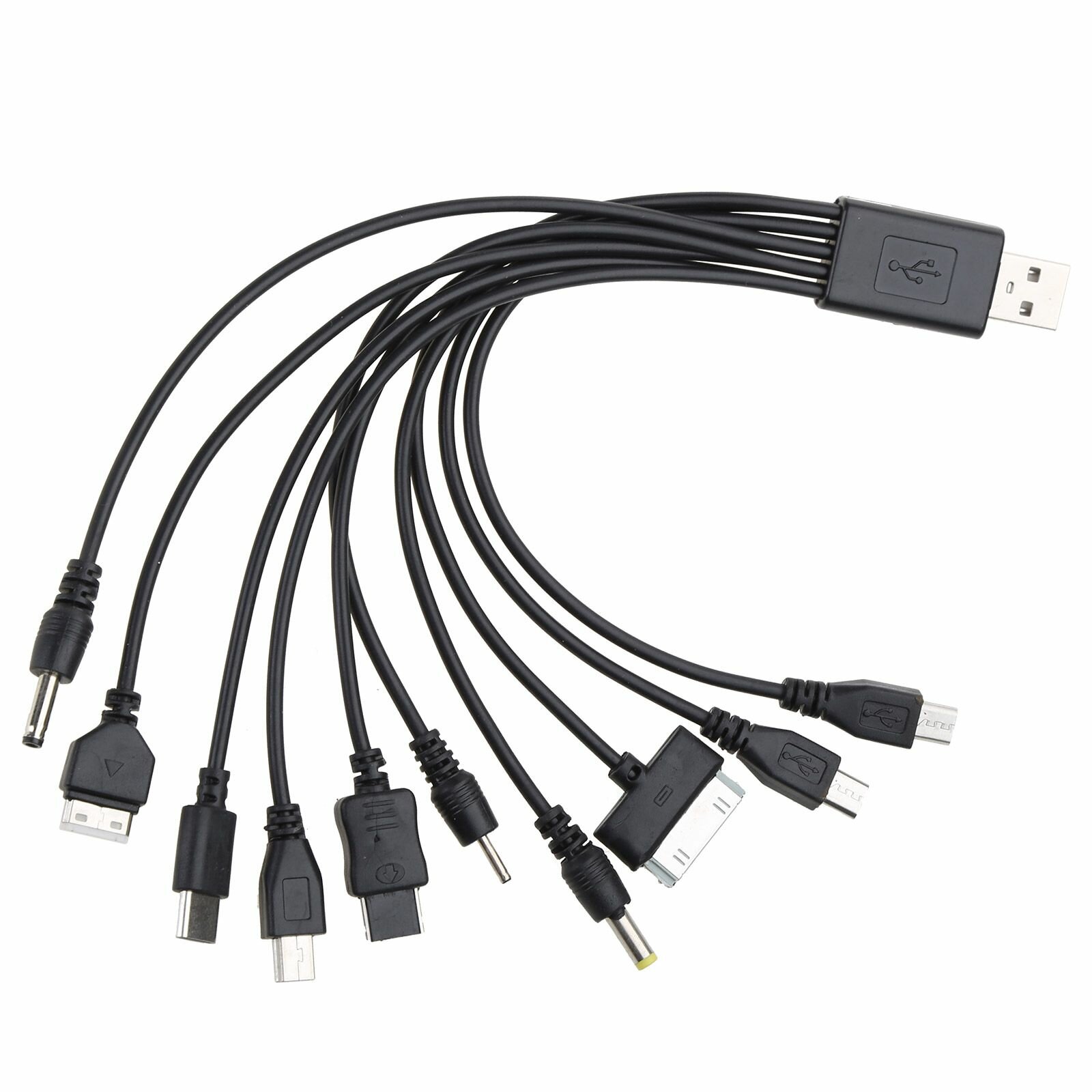 Универсальный USB-кабель для зарядного устройства сотового телефона с несколькими разъемами 10 в 1 20 см