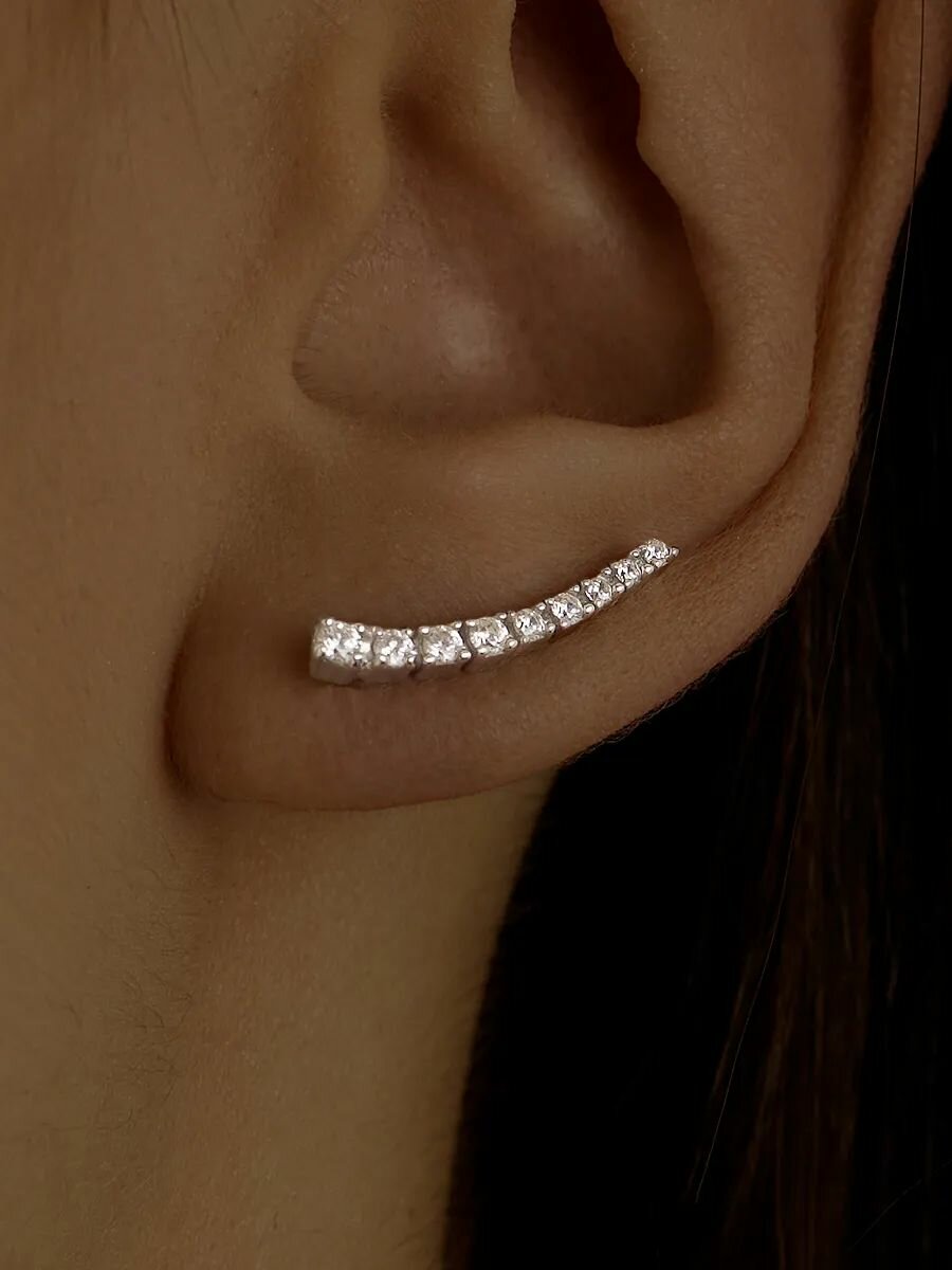 Серьги, 925 проба, фианит