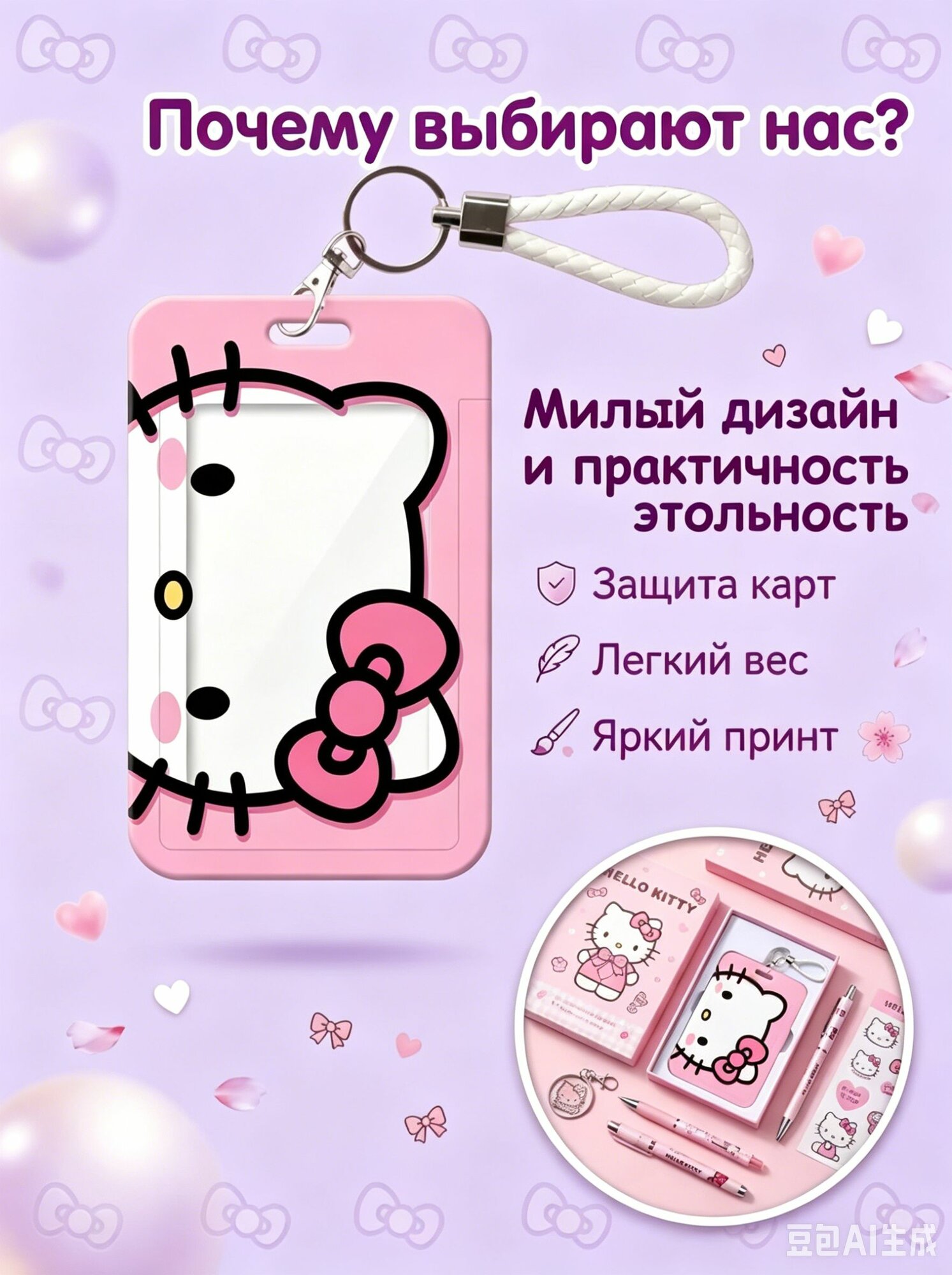Бейджик для пропуска hello kitty — фото 1