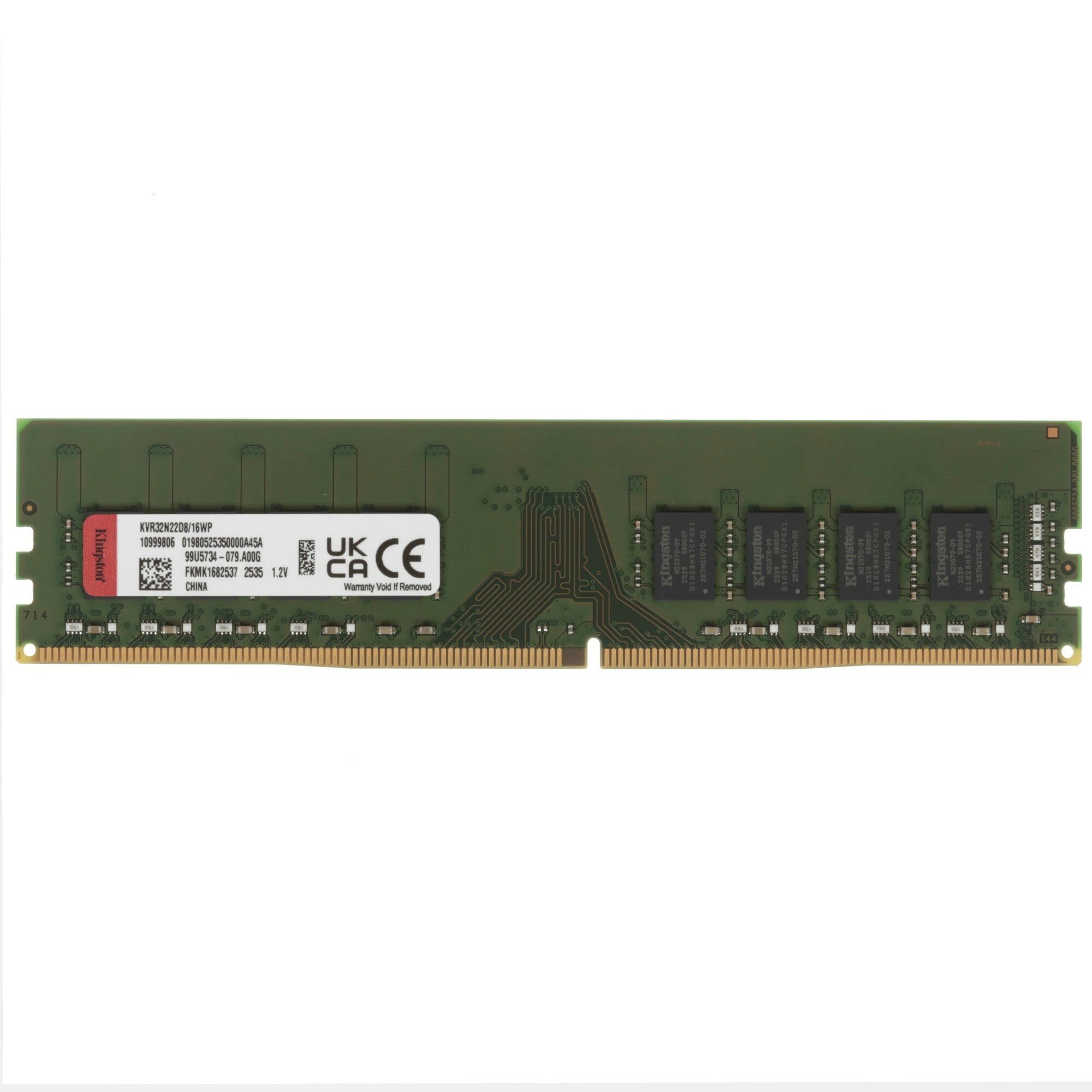 Оперативная память DDR4 Kingston DIMM 1x16Гб, 25600МБ/с 3200 МГц