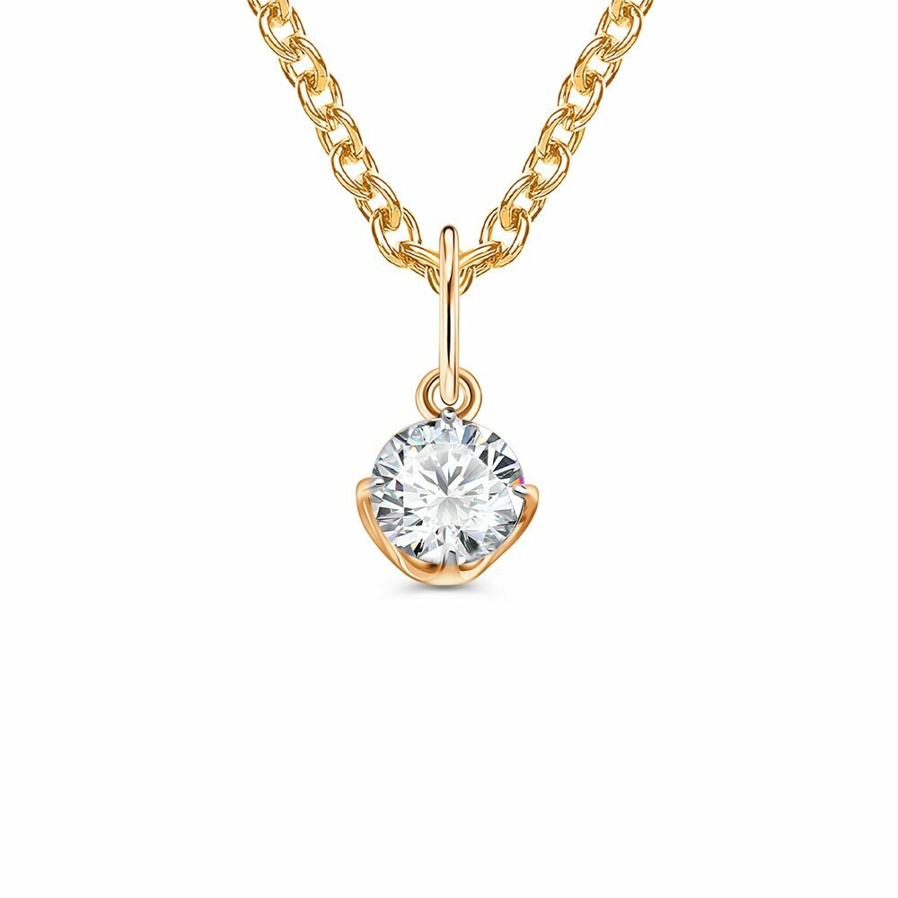 Подвеска, серебро, 925 проба, золочение, фианит