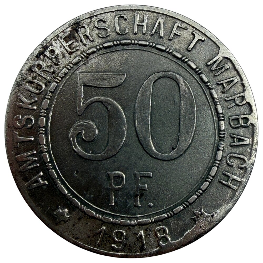 Германия, Германская империя, Марбах-ам-Неккар 50 пфеннигов 1918 г.