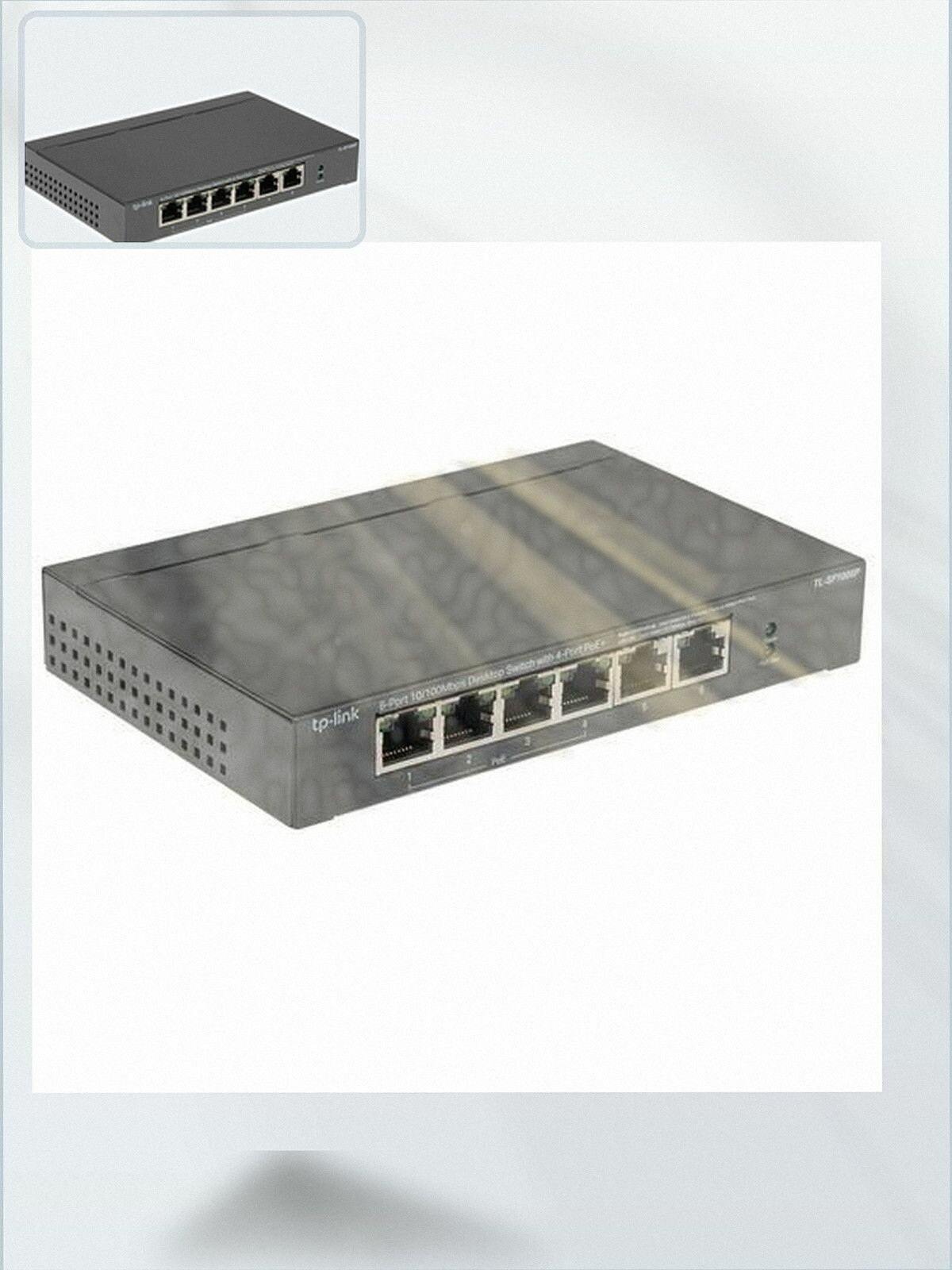 TP-Link TL-SF1006P 6-портовый 100 Мбит/с неуправляемый коммутатор с 4 PoE-портами (67 Вт, белый)