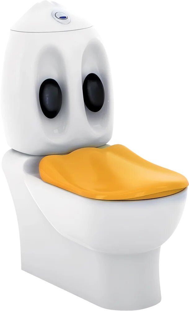 Детский унитаз-компакт Creavit Ducky DC361 с микролифтом, антивсплеск, фарфоровый, с биде, белый, глянцевый, овальный, с нижним подводом, для детей, сиденье для унитаза в комплекте
