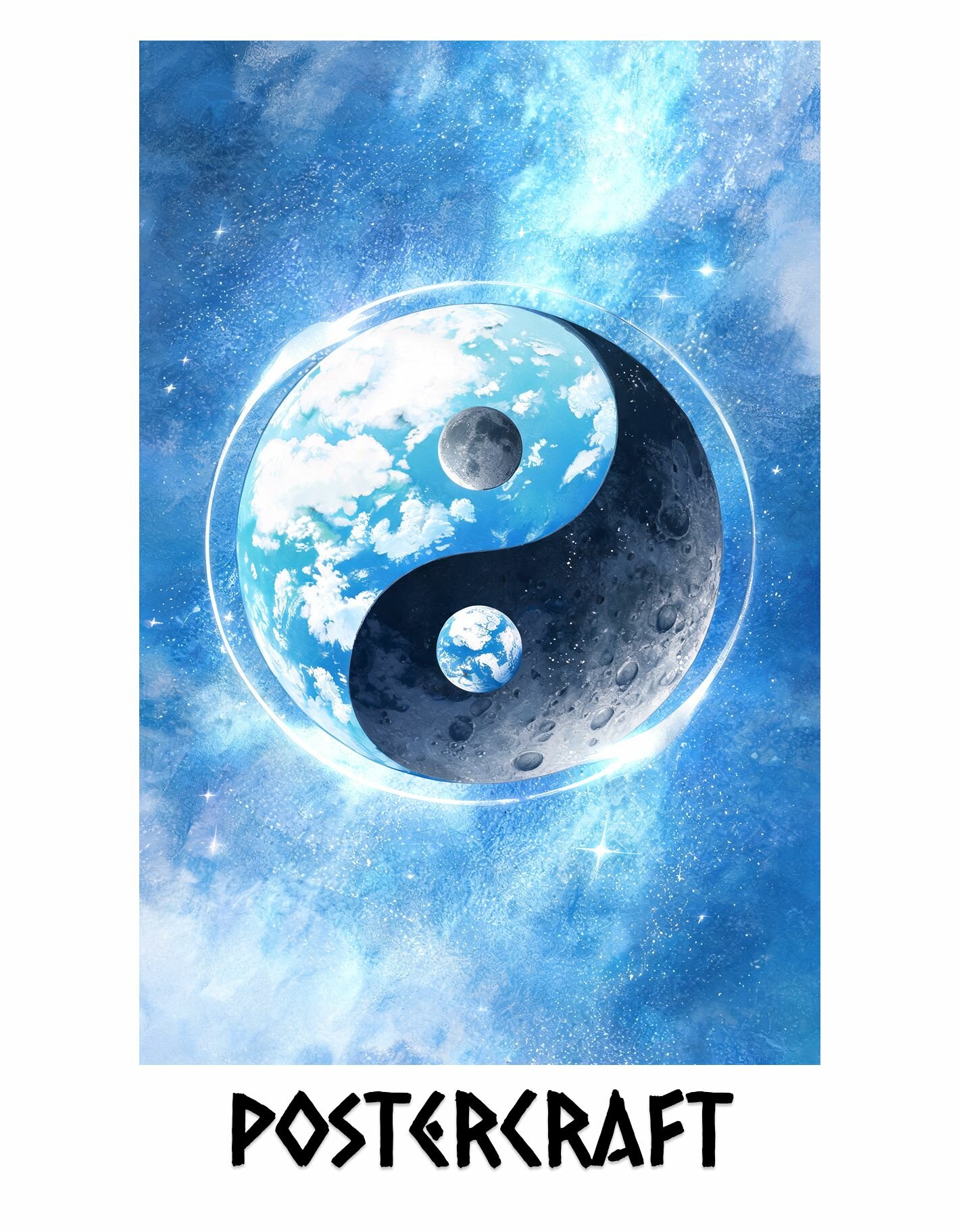 Постер "Инь - Ян" (Земля и Луна), 29.7х42см, А3, глянцевый