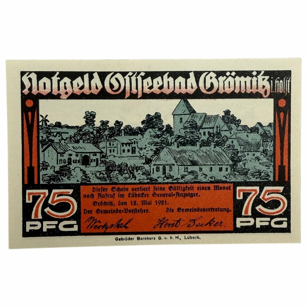 Германия (Веймарская республика) Грёмиц 75 пфеннигов 1921 г.