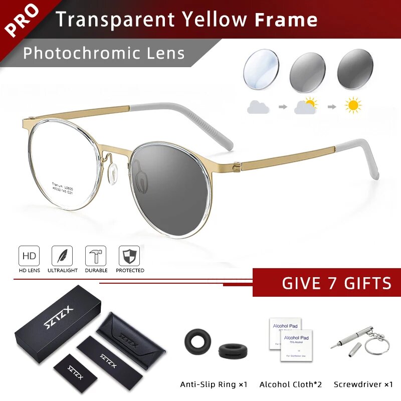 SZTZX Фотохромные очки для чтения из титана C4-Photochromic, -50