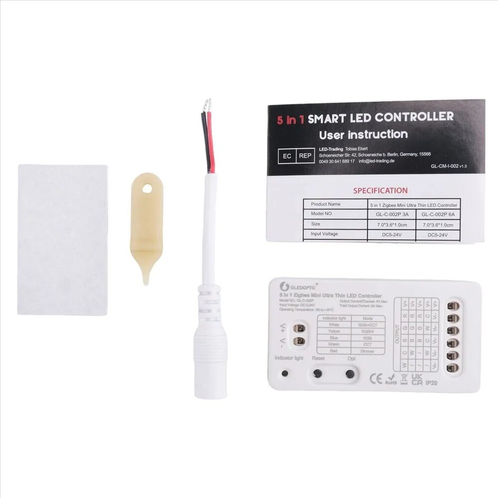 Zigbee 3.0 DC5-24V Mini 5 в 1 RGBCCT / RGBW RGB CCT Диммер Контроллер светодиодных лент для подсветки телевизора Кухонное освещение