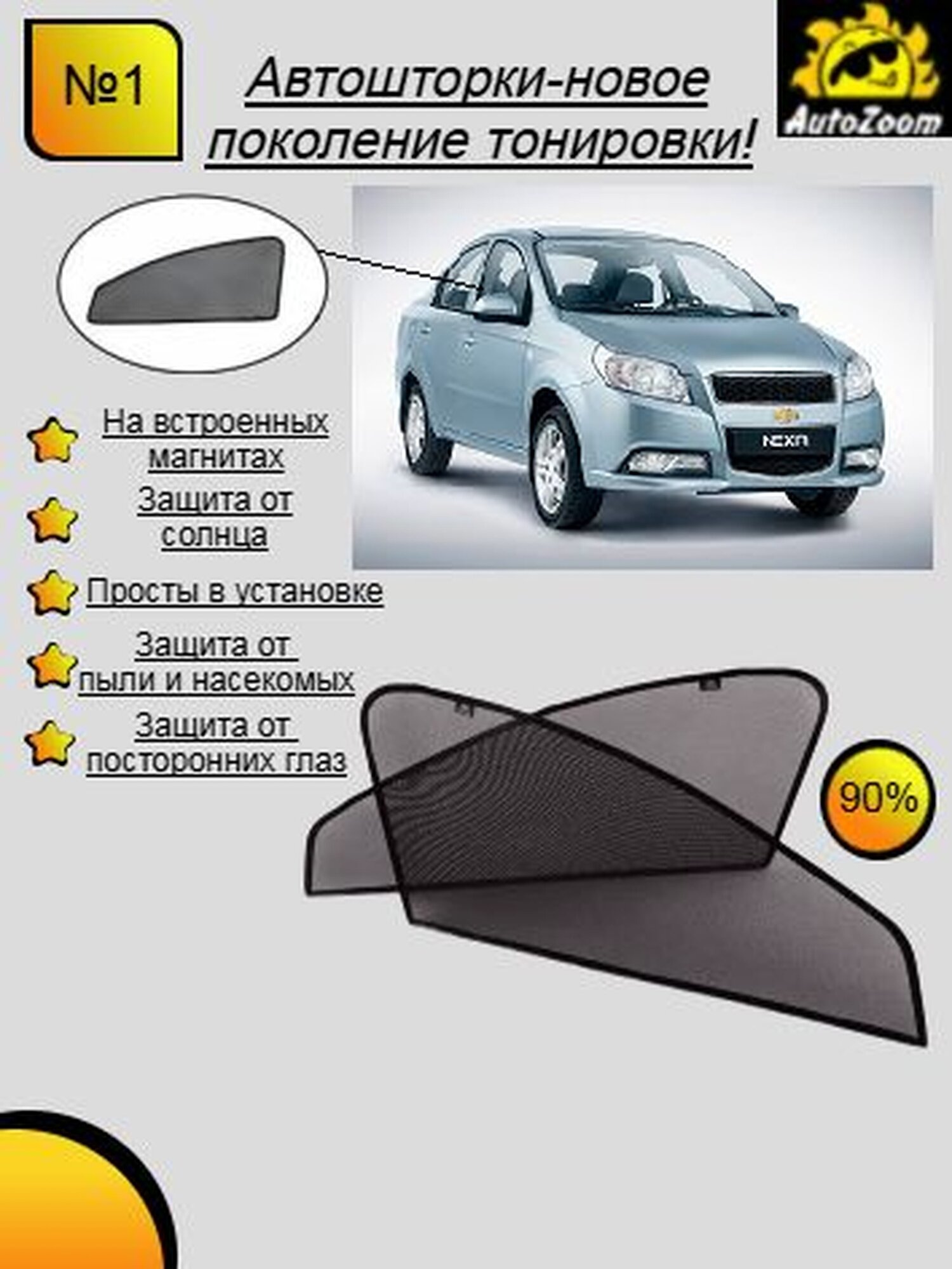 Автошторки магнитные для Chevrolet Nexia седан, 1 поколение (06.2020 - 11.2022г. в.) на передние двери 2 шт