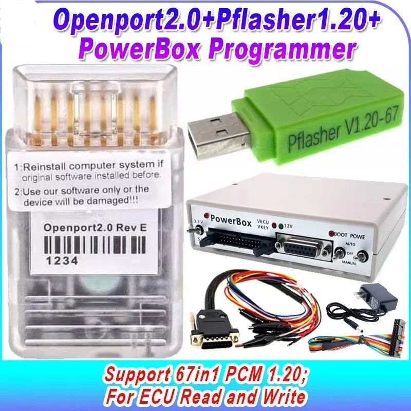 Новый лучший программатор блока питания ECU JTAG PowerBox для PCM Flash через J2534 Работает с разъемами блока питания Openport 2.0 Полные адаптеры