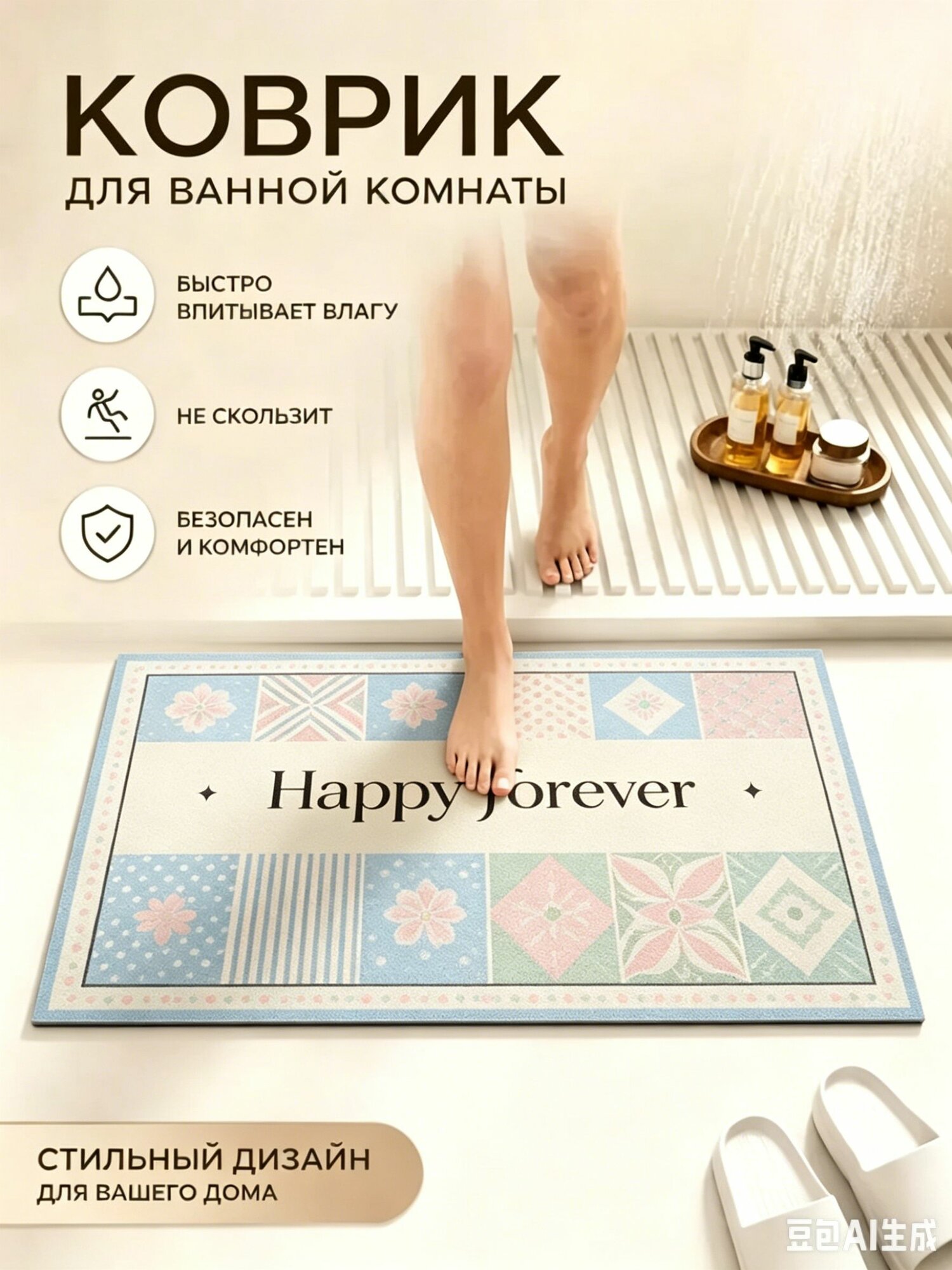 Коврик дорожка Напольный коврик для прихожей и ванной из диатомита, нескользящий, впитывающий влагу 30x40 см
