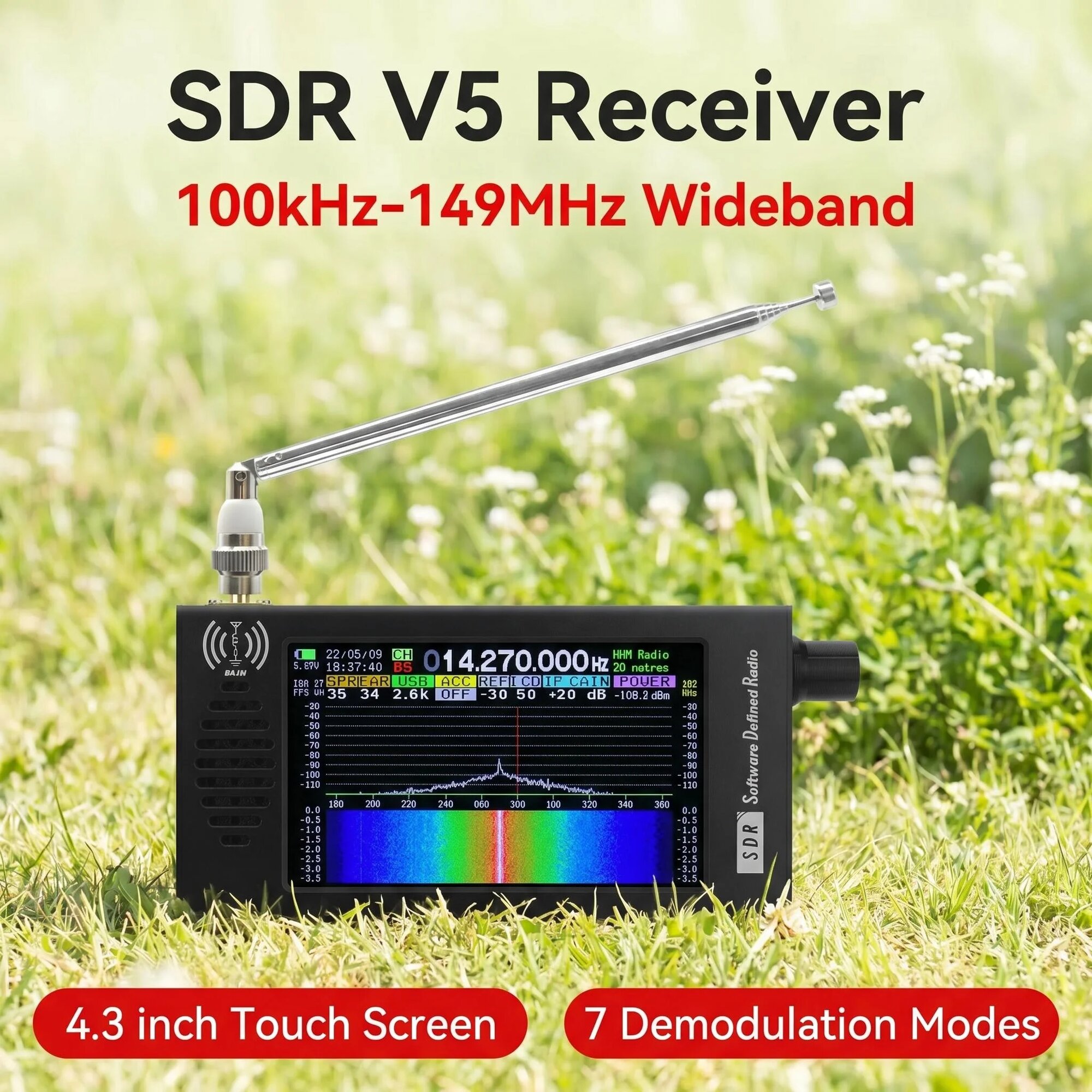 HTOOL SDR Радио Коротковолновое DSP Цифровой FM-радиоприемник Приемопередатчик SDR DSP Демодуляция Цветной дисплей — фото 1