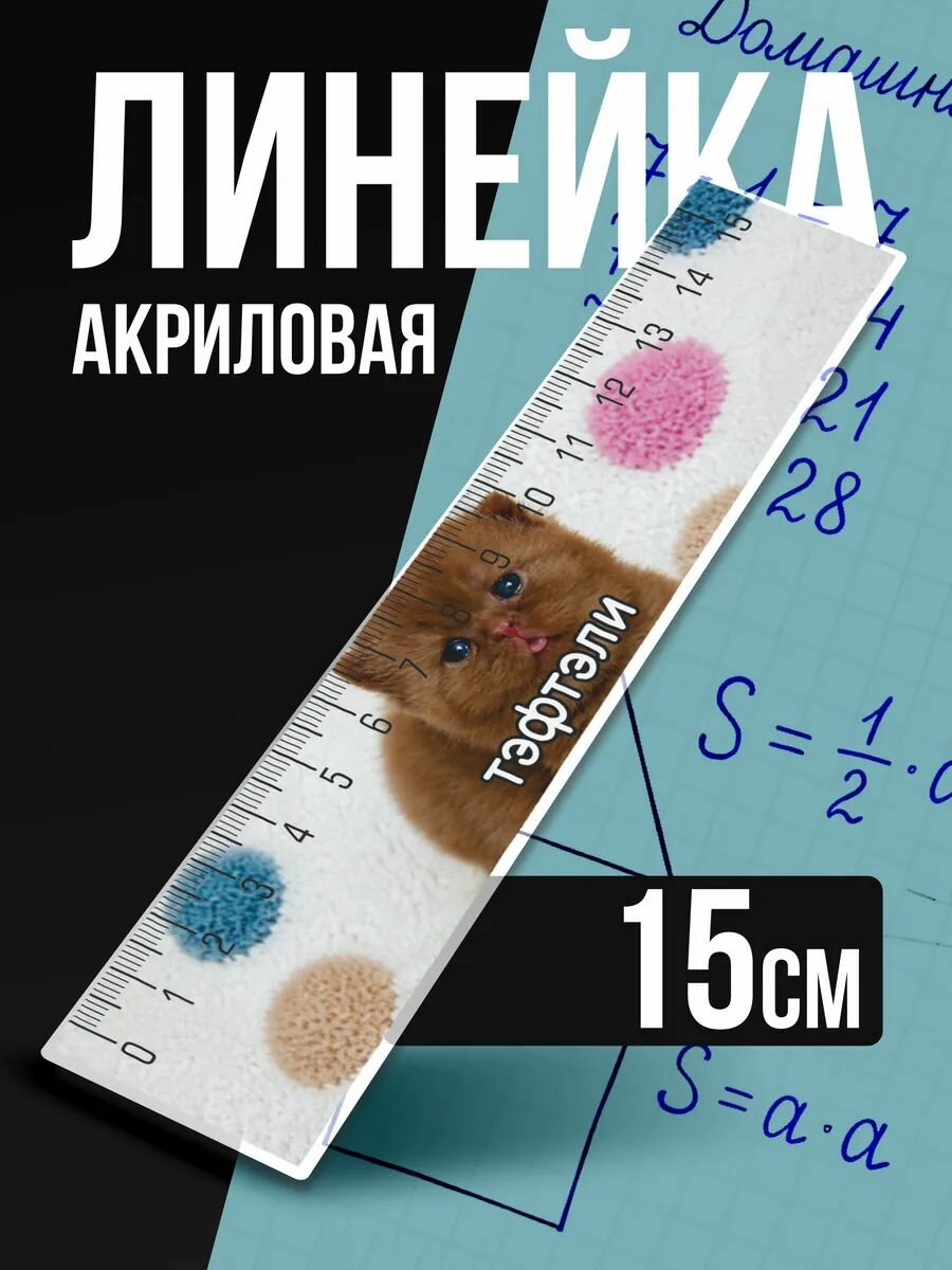Линейка 15 см Мем Котик Тэфтэли