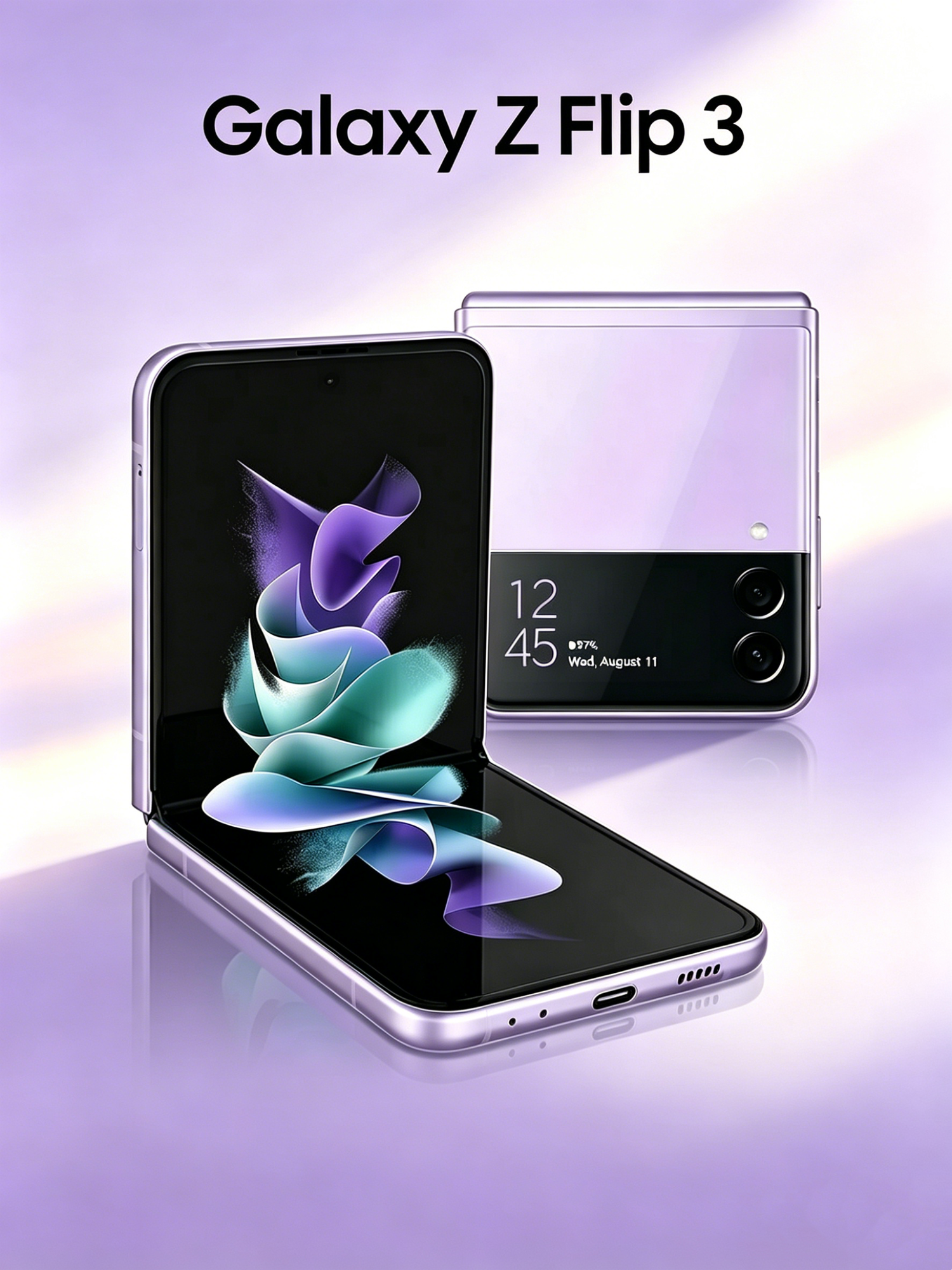 Смартфон Samsung Galaxy Z Flip3, OLED экран 120Гц, 2 камеры, NFC, 8ГБ/256ГБ,