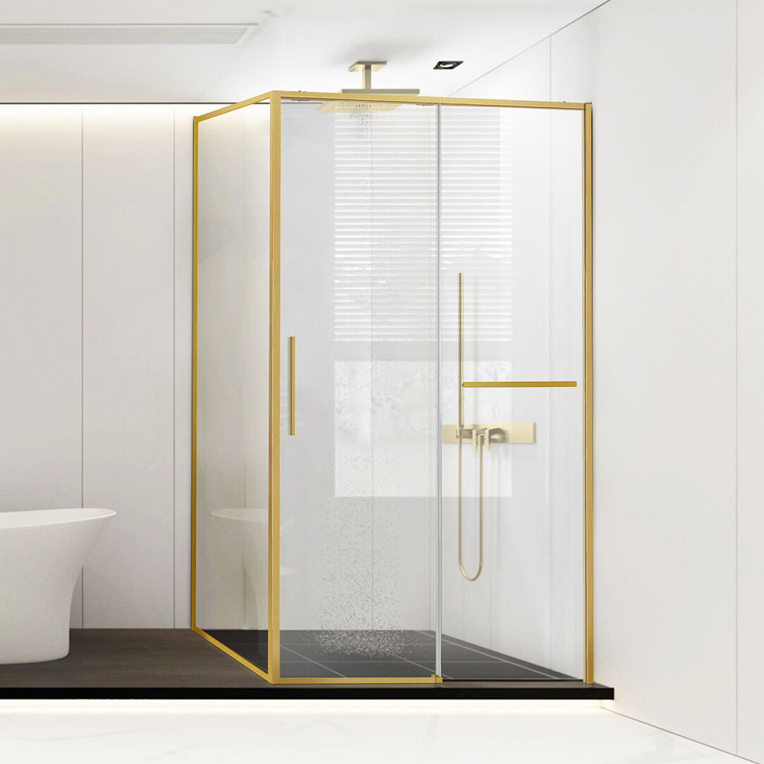 Душевой уголок Vincea Slim Soft VSR-1SS9012CLG 120x90, профиль брашированное золото, стекло прозрачное