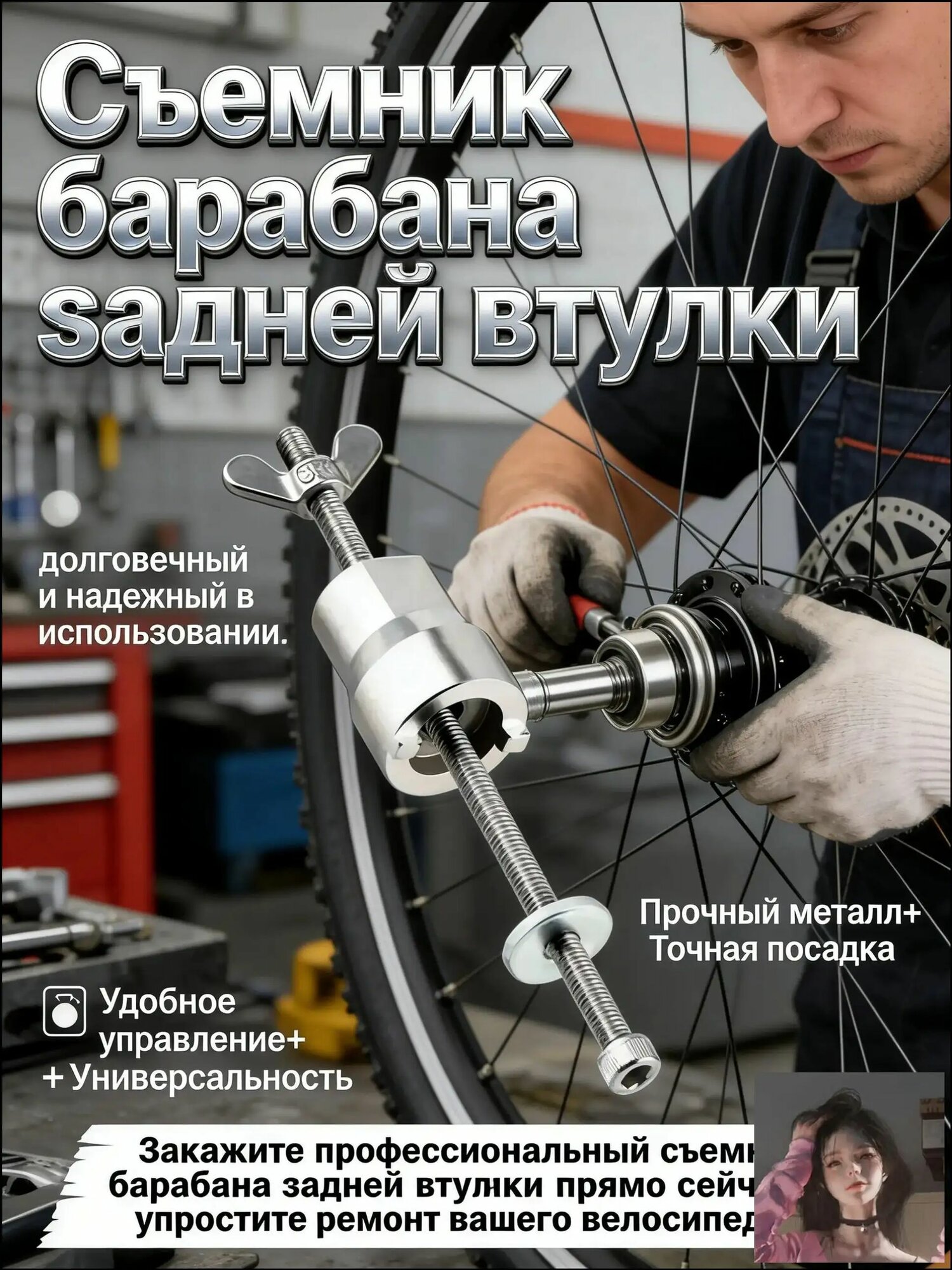 Велосипедный съемник для разбора барабана задней втулки