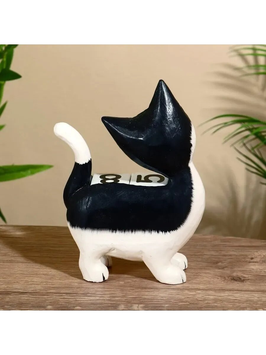 Элегантный деревянный календарь "Котик" для дома и офиса