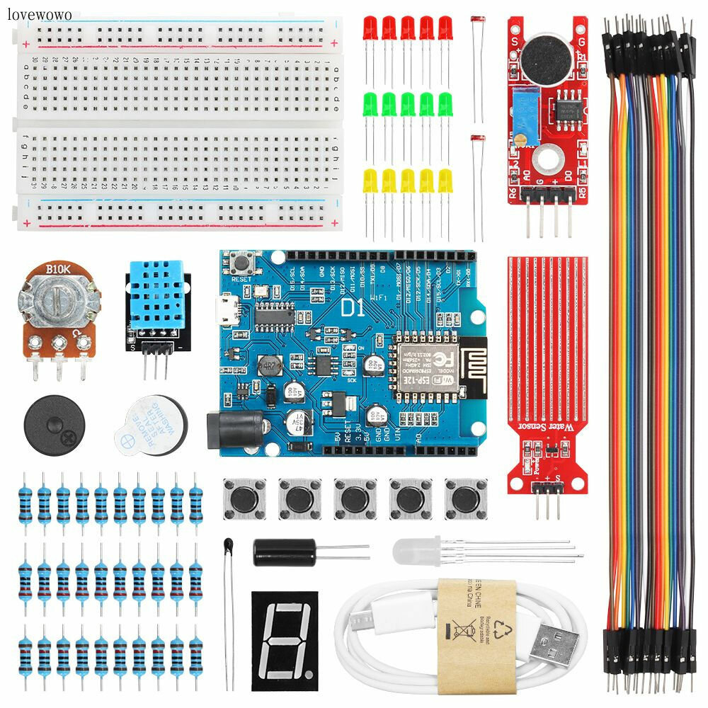 Tscinbuny Стартовый набор для Ардуино, комплект Arduino ESP8266 WIFI D1 для программирования - стартовый