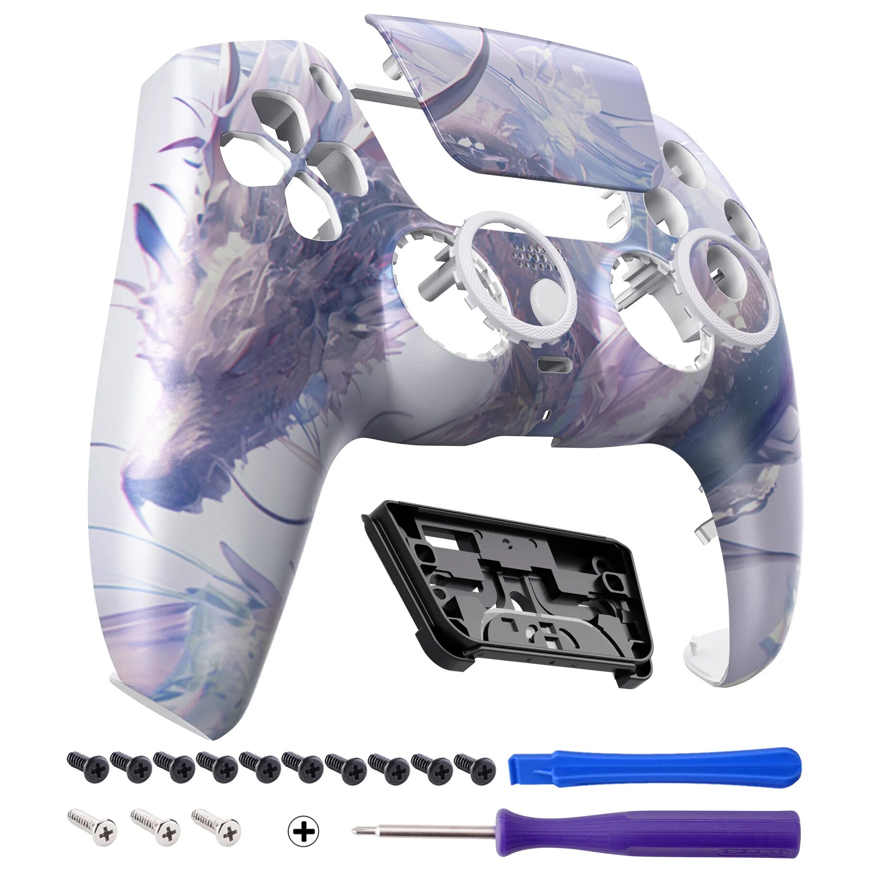 Лицевая панель Luna для контроллера PS5 от eXtremeRate Фиолетовый, Crystal Dragon