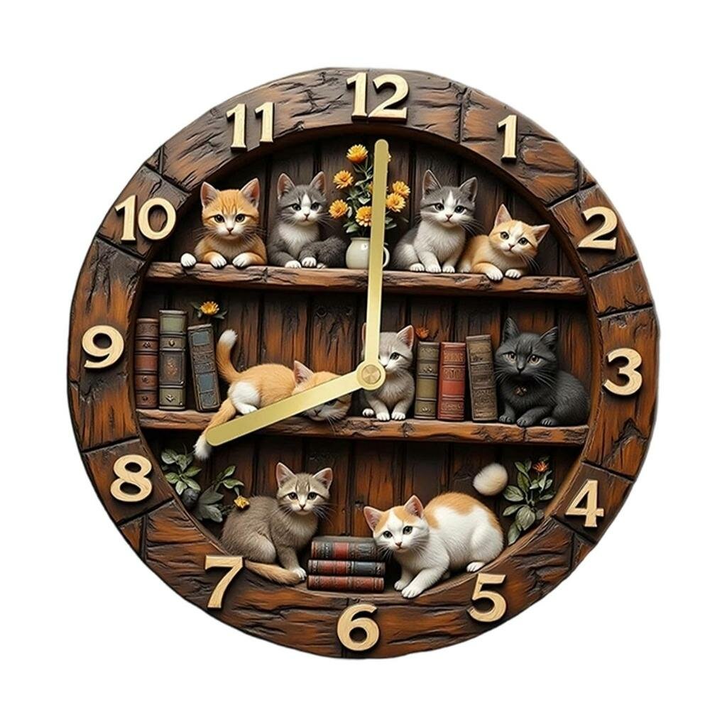 Кот-полка настенные часы, 8 дюймов 20 см