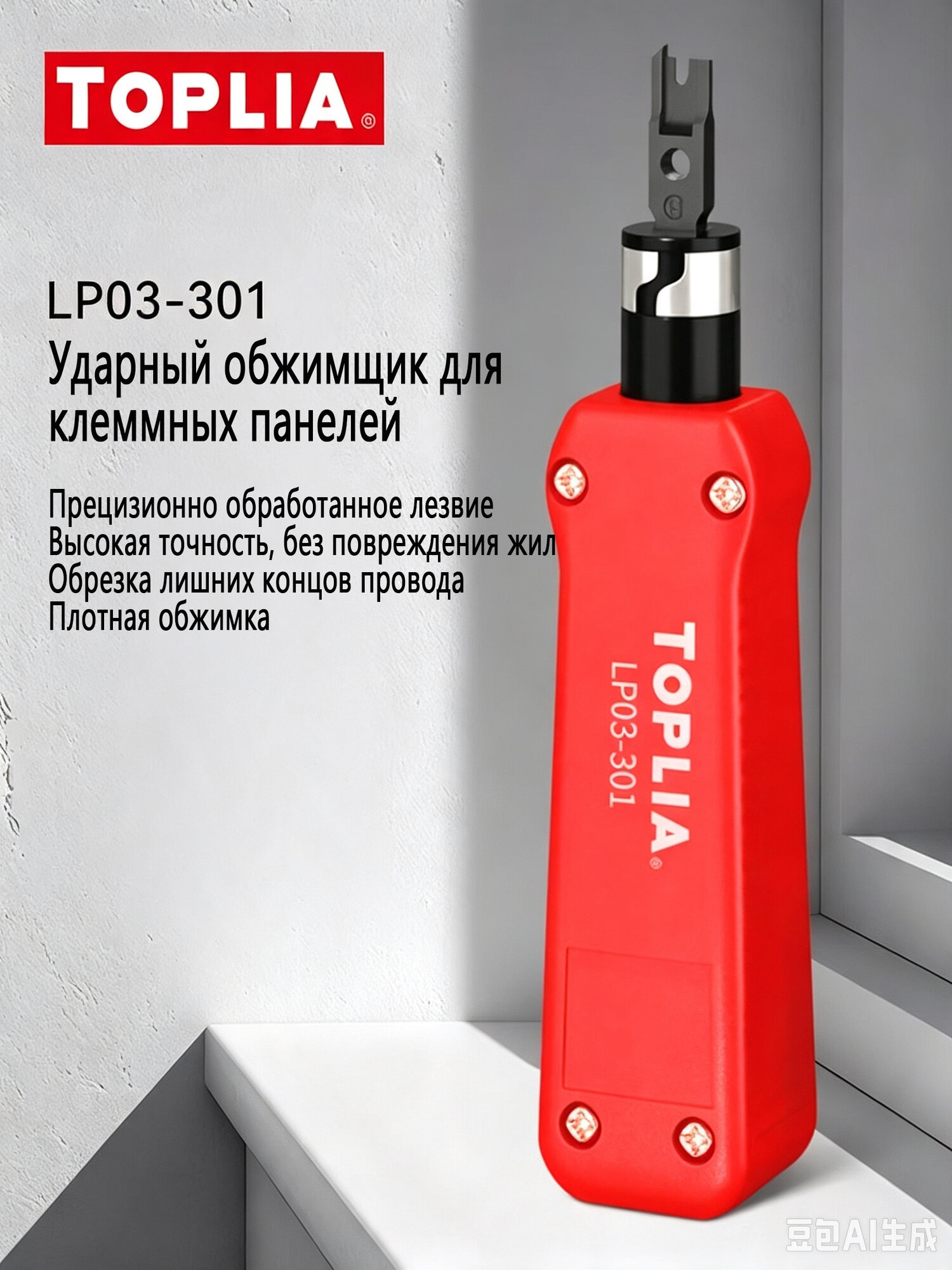 Ударный инструмент для обжима клемм TOPLIA LP03‑301, лезвие 110/88, сталь SAE4140, для коммутационных панелей