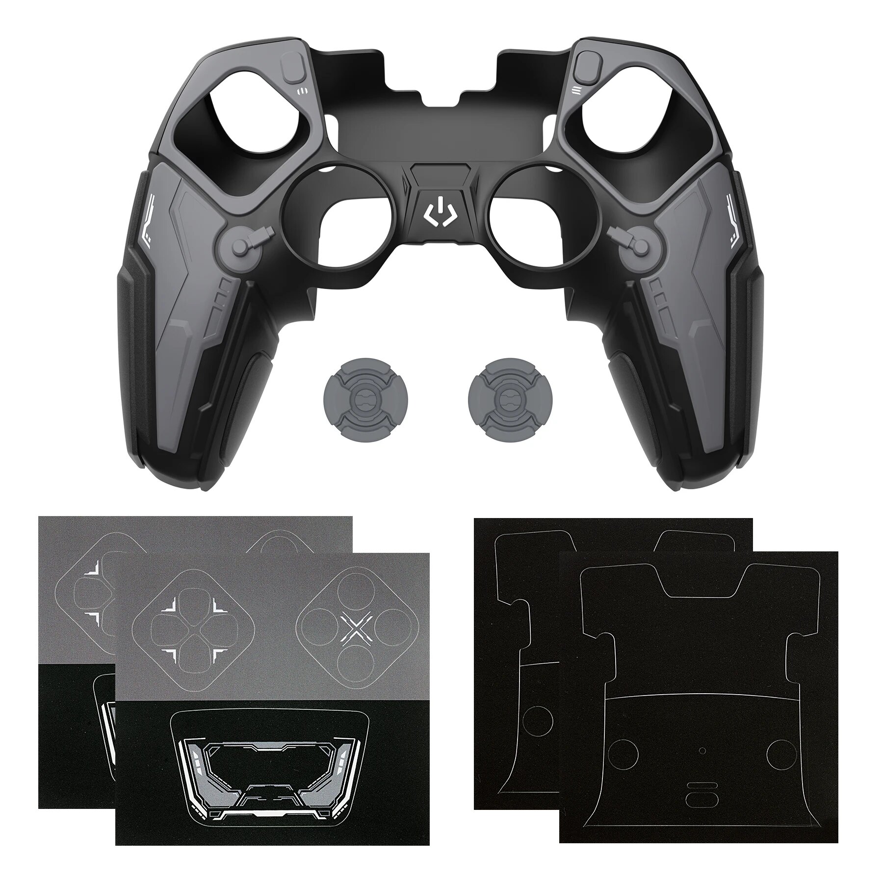 Силиконовый чехол PlayVital Stellar Mecha PS5 Edge, Black Gunmetal Gray