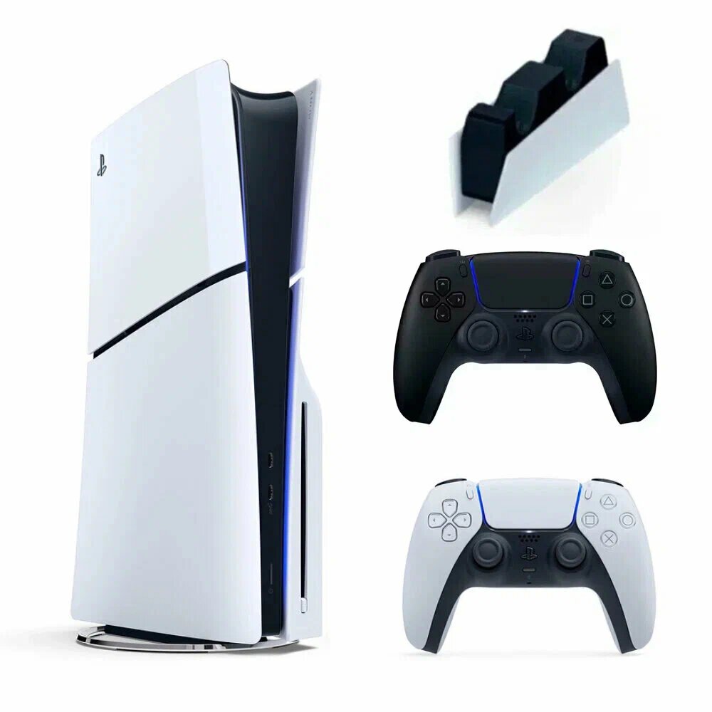 Игровая приставка Sony PlayStation 5 Slim 1 ТБ, (с дисководом), 2й геймпад черный + Зарядная станция Sony DualSense