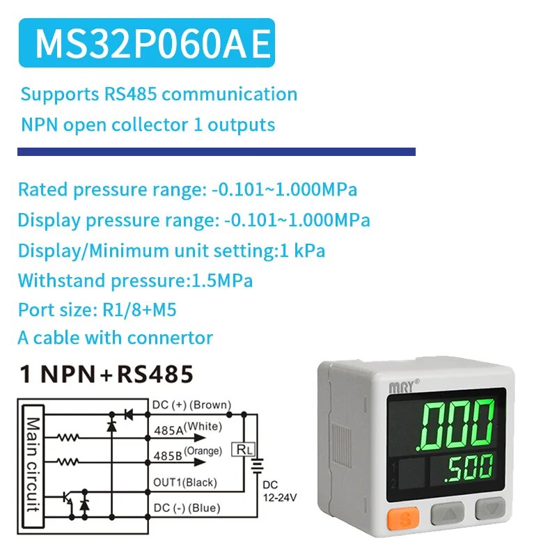 Датчик давления MRY MS32P060AE, 0-1.0MPa, RS485, NPN