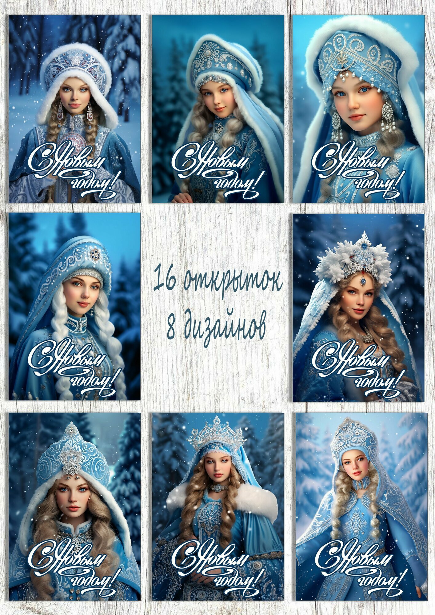 Открытки Новый год, Рождество, 16 штук