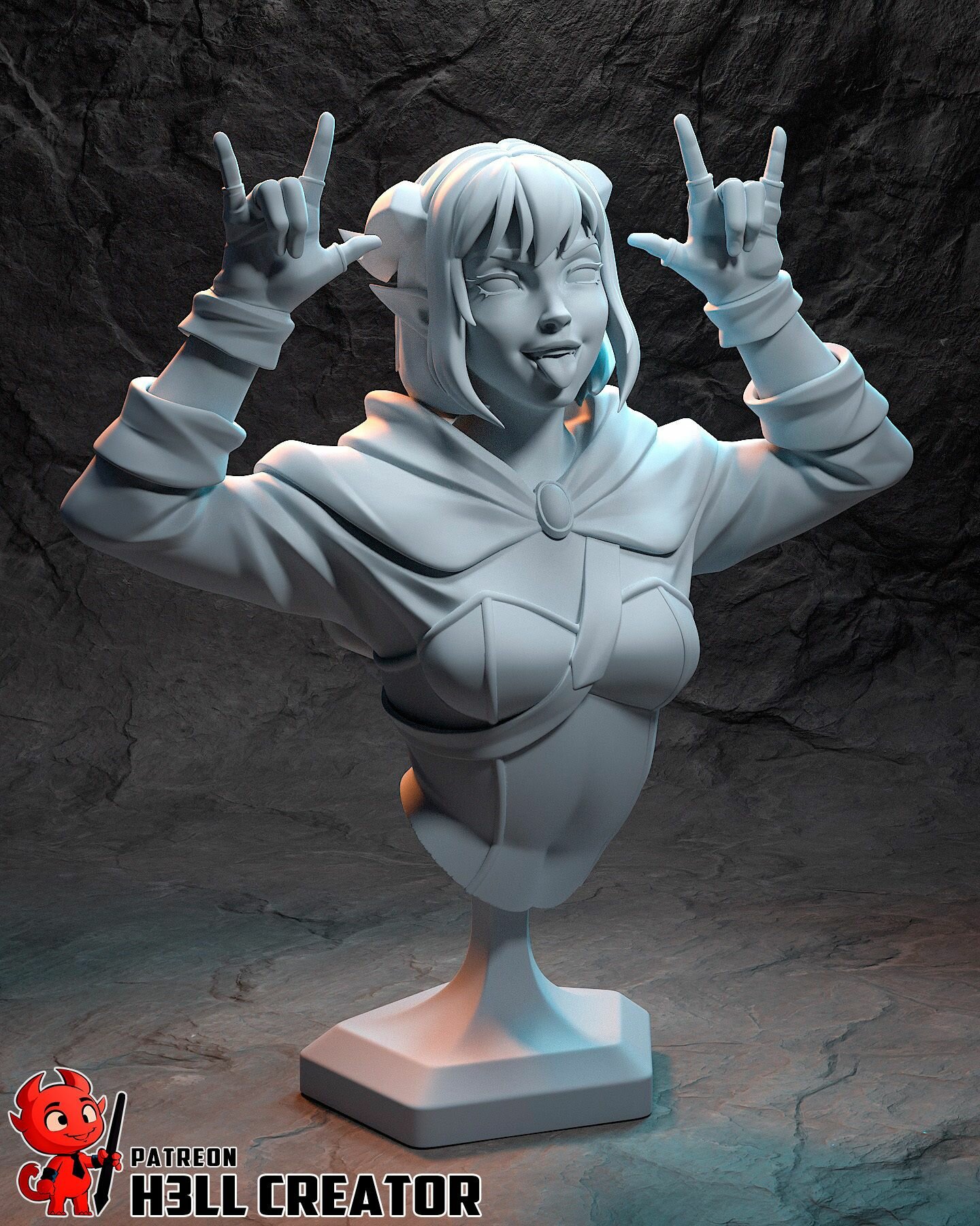 Сборная модель Bust of Jester (The Mighty Nein), бюст, 108мм для покраски