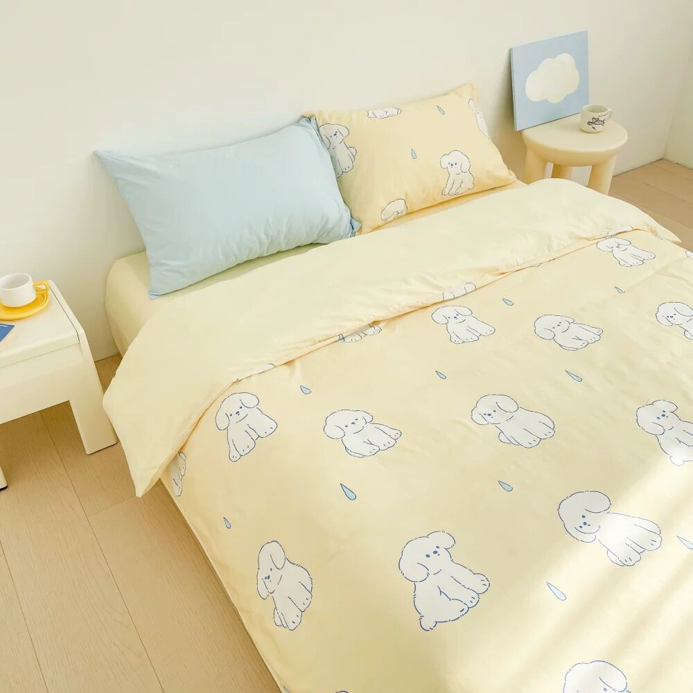 Хлопковое постельное белье из четырех предметов, пододеяльник, милая оригинальная иллюстрация, 100% хлопок, комплект из