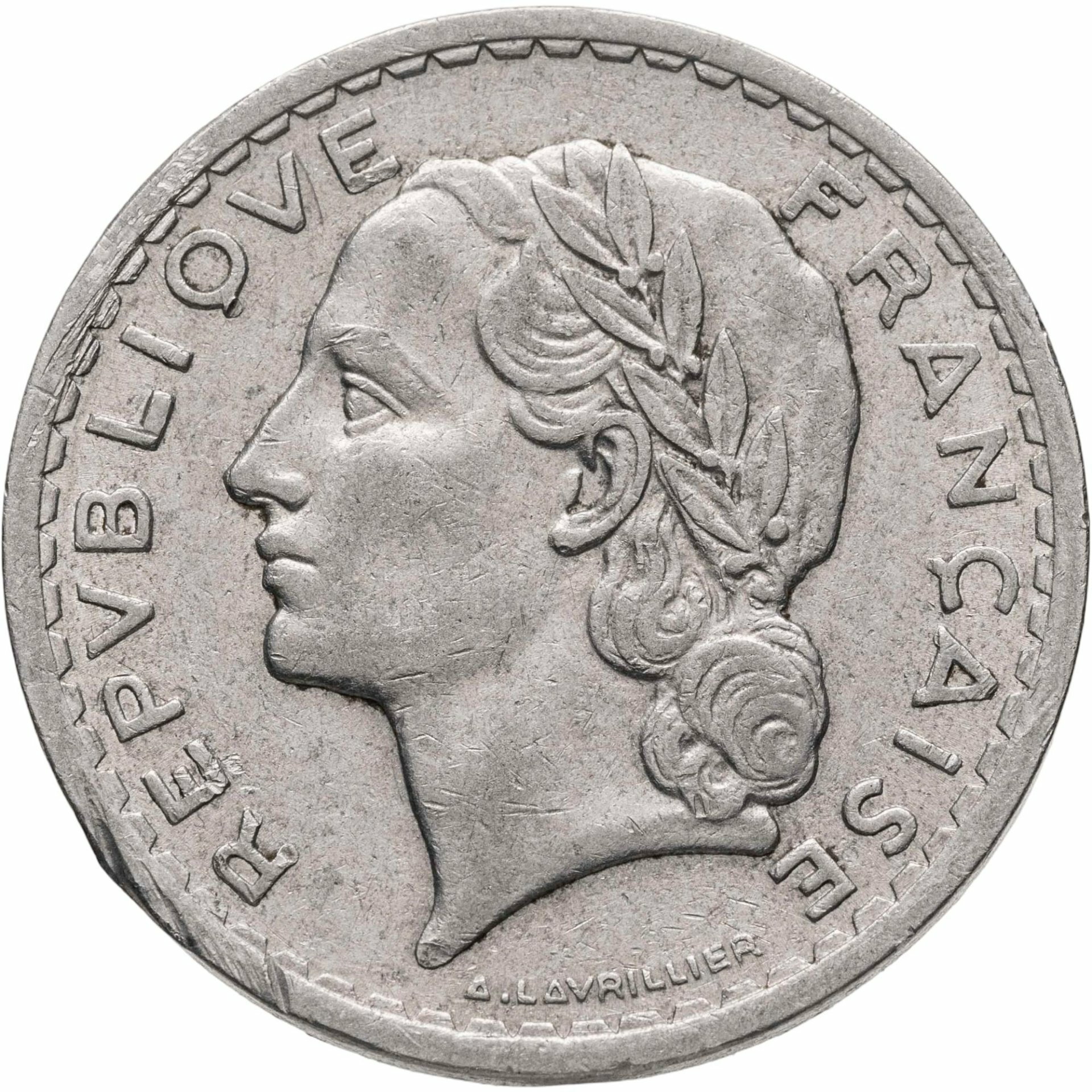 Франция 5 франков francs 1945, Алюминий, в сохранности VF-XF