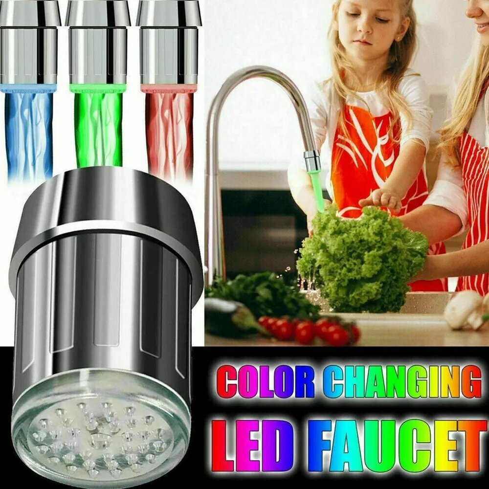 Сенсорная насадка на кран с LED подсветкой, серебристый