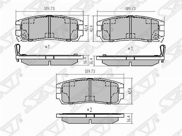 Колодки тормозные SAT ST-897035266 сзади Great Wall Hover H3 10-16 / Hover H5 11-16