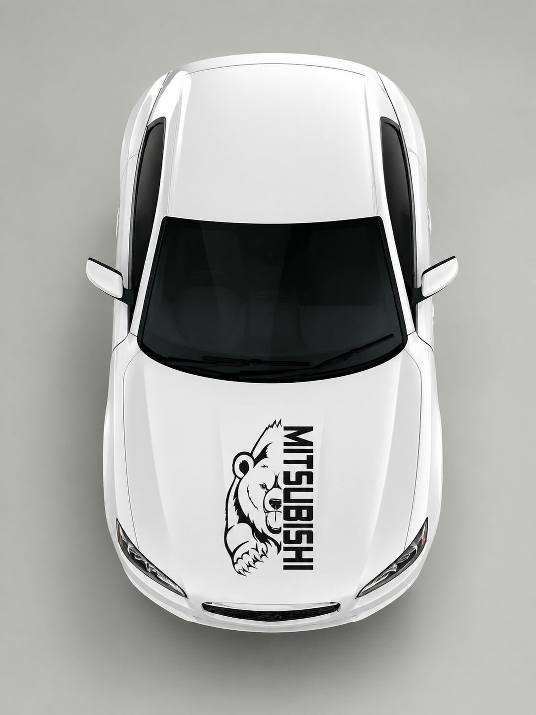 Наклейка на авто машину виниловая медведь mitsubishi Stickerboss