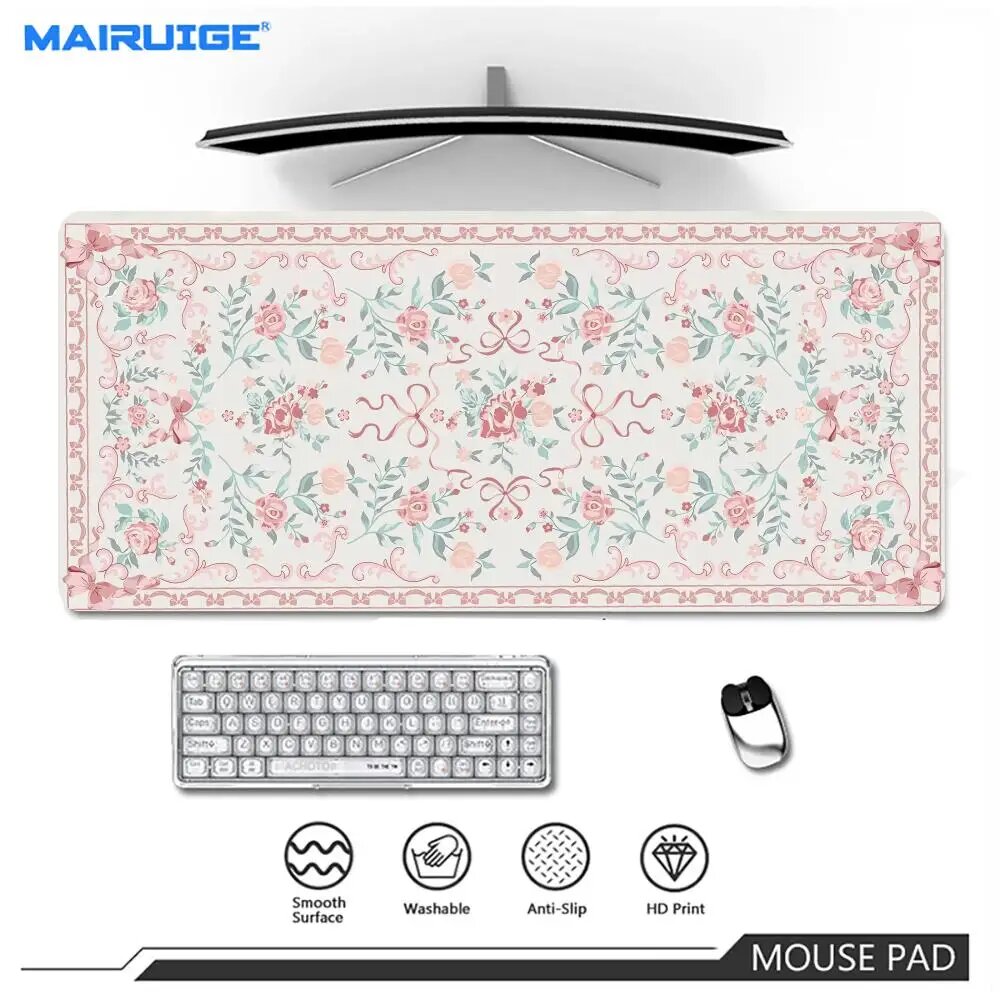 Игровой коврик для мыши Mairuige резиновый с цветочным узором 600x300x2mm, BLACK2